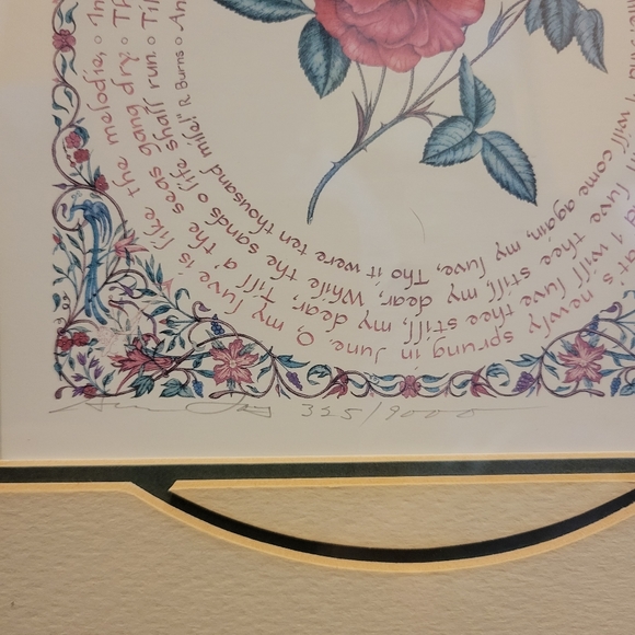 Art | Susan Loy Signed And Numbered Print Literary Calligraphy Red Rose ...